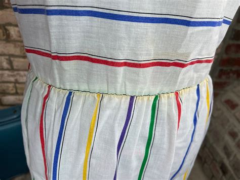 Shirt Dress 1980s Primary Stripes Red Blue Purple Pockets Etsy