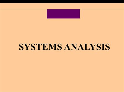 Systems Analysis