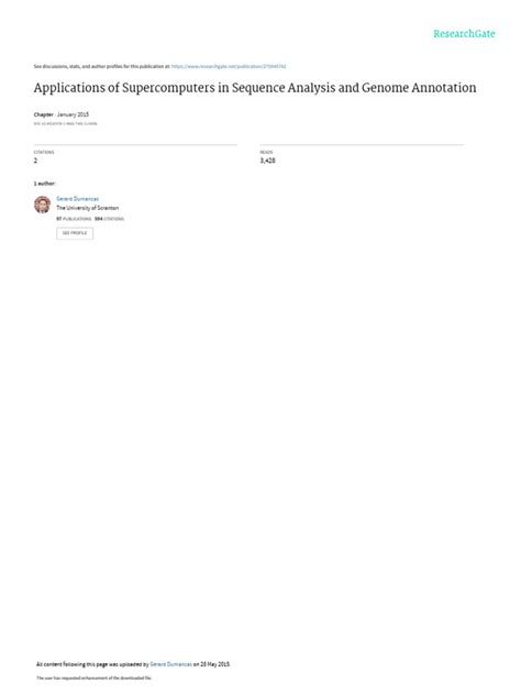 applications of supercomputers in sequence analysis and genome