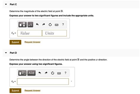 solved part c determine the magnitude of the electric field at point b