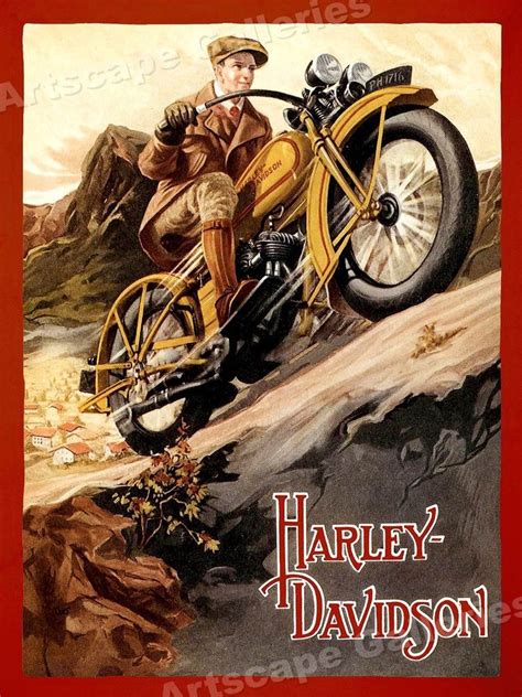 Harley Davidson Vintage Style 1920s Motorcycle Cruising Poster 20x28