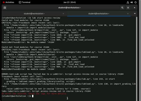 solved error while starting rh104 lab environment red hat learning