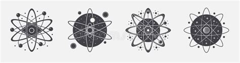 Set Quantum Physics Template Design Orbit Molecule Particle Stock Vector Illustration Of