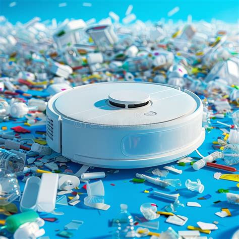 Robot Cleaner Inside Tons Of Plastic Garbage Ai Generated Illustration