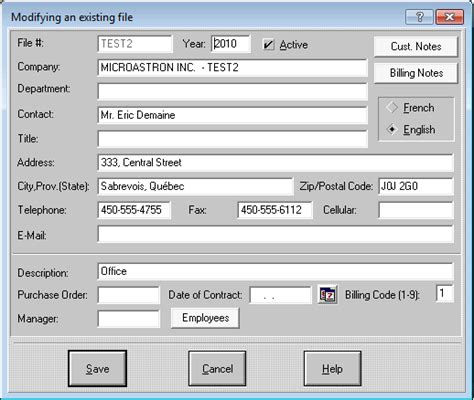 Modifying An Existing File Screen