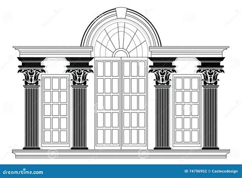 Classical Facade Color Architecture Drawing