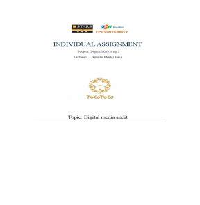 Individual Assignment Subject Digital Marketing 2 Topic Digital Media