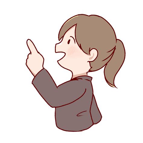 横向きで指を指しながら説明をする女性の動くイラスト うごかわっ
