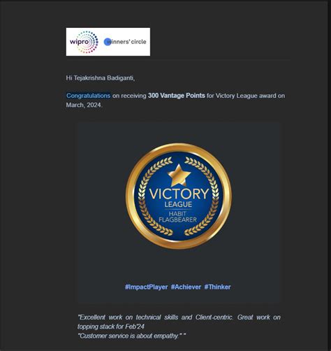 Tejakrishna Badiganti On Linkedin Wipro Wipro Award Achievement Rnr Impactmaker Thinker