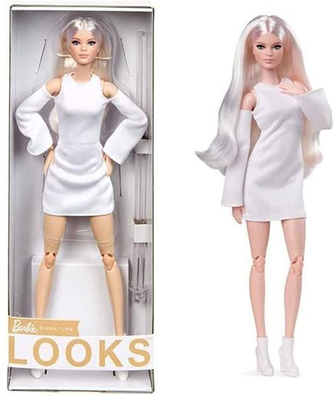 Barbie Signature Looks Doll Tall Blonde Fully Posable Fashion Doll Wearing White Dress