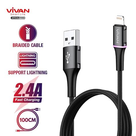 Jual Kabel Charger Iphone Vivan Vdl Black Shopee Indonesia