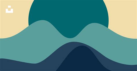 미니멀한 스타일의 산과 태양 벡터 Unsplash의 무료 파랑 이미지