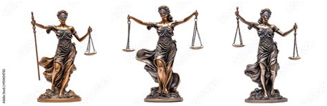 Statues Of Lady Justice Symbolizing Fairness And Law Depicted In