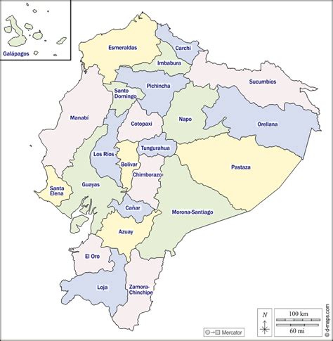El Mapa Politico Del Ecuador En Blanco Y Negro