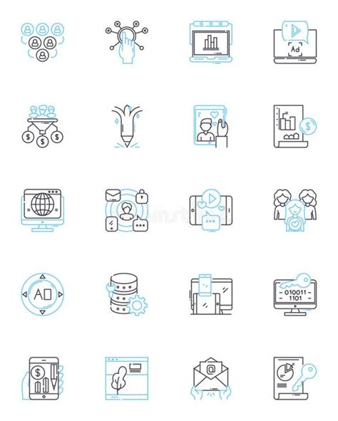 User Experience Linear Icons Set Navigation Engagement Flow