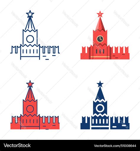 Moscow Kremlin Tower Icon Set Royalty Free Vector Image
