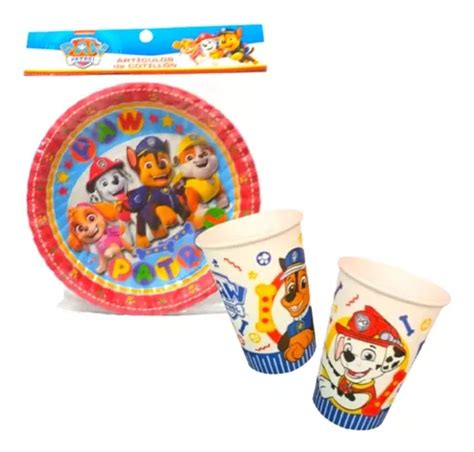 Paw Patrol Vasos Platos Combo Kit De Mesa Cumpleaños