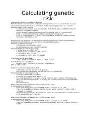Calculating Genetic Risk Docx Calculating Genetic Risk Calculating