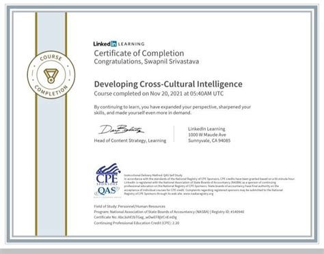 Linkedin Learning Devloping Cross Cultural Intelligence Swapnil