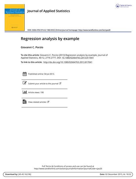 Pdf Regression Analysis By Example