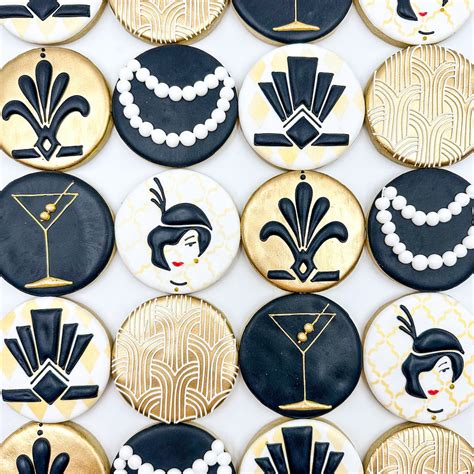 Gatsby Theme Cookies Gatsby Decorated Cookies Custom Black And Gold Cookies Gatsby Birthday