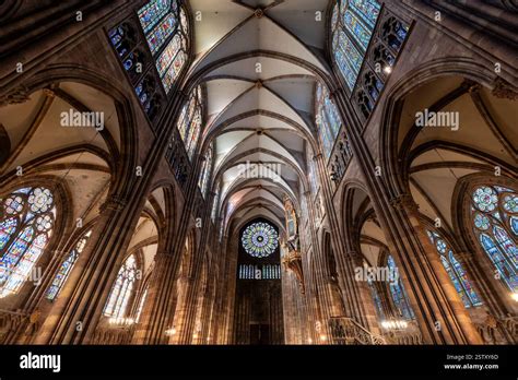 Strasbourg Cathedral De Notre Dame Interior In City Of Strasbourg In