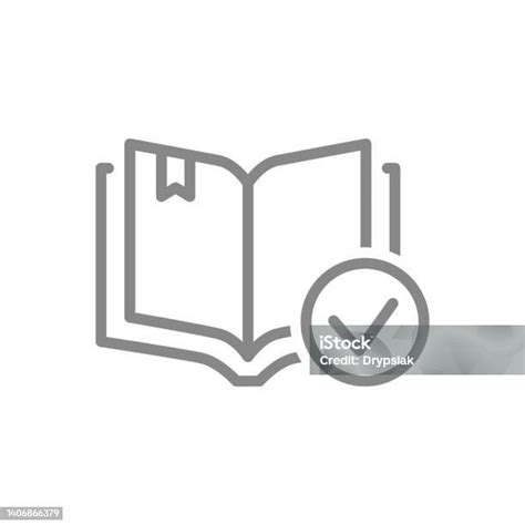 Buka Buku Dengan Ikon Garis Tanda Centang Centang Verifikasi Buku