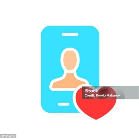 데이트 사이트 라인 아이콘이 있는 스마트폰 가제트 소셜 네트워크 응용 프로그램 인터넷 기술 사업과 광고를 위한 흰색 배경에 벡터