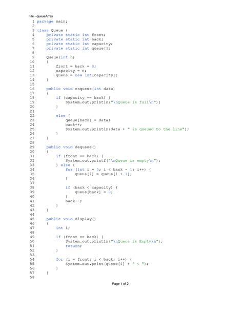 Queue Array With Line Number File Queuearray Page 1 Of 2 1 Package