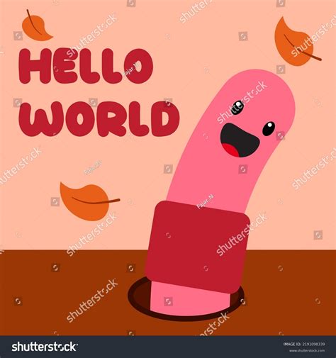 Vector Illustration Cute Worm Saying Hello Stock Vector Royalty Free
