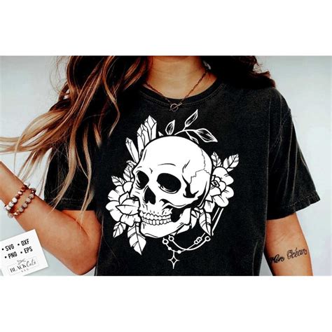 Floral Skull Svg Skull And Rose Svg Skull Flowers Svg Mag Inspire