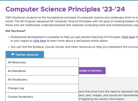 AP CSP Change Log For 24 25 Babe Year CS Principles Code Org Professional Learning Community