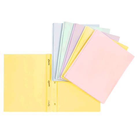 Geocan Plastic 2 Pocket Duo Tang Folder With Fasteners Pastels