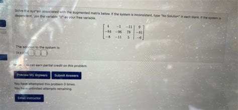 Solved Solve The System Associated With The Augmented Matrix