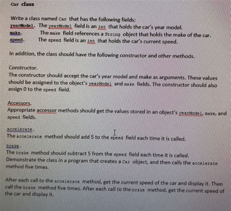 solved car class write a class named car that has the