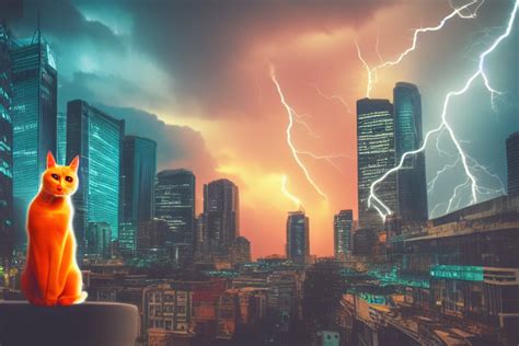 Lightning Storm Cat Graphic · Creative Fabrica