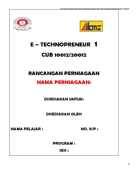 Tugasan And Penulisan Tugasan Business Plan Mo21 Pdf
