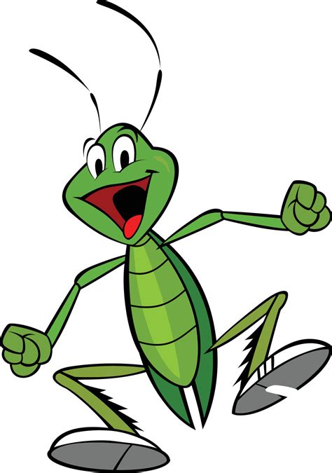 Cartoon Grasshopper Happy And Play Full Dancing Vector Illustration