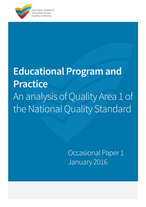 Acecqa Occasional Paper 1 Educational Program And Practice Early