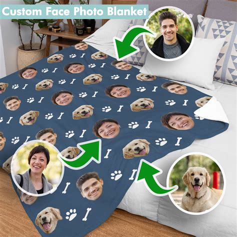 Personalized Face And Emoji Blanket Custom Face Photo Blanket Fleece