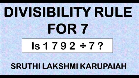 Divisibility Rule For 7 Divisibility Test Check If Any Number Is
