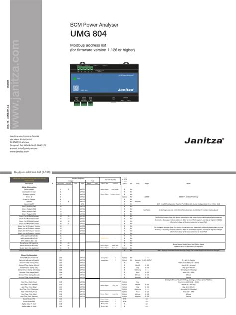 Umg 804 Modbus Address List A Technical Reference Guide For Modbus