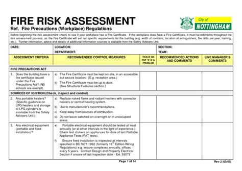 Fire Department Risk Assessment Template Prntbl