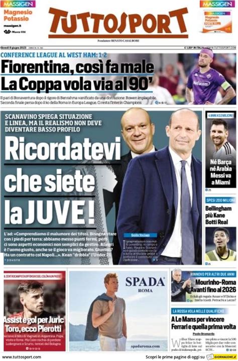 Rassegna Stampa Juve Prime Pagine Quotidiani Sportivi 8 Giugno