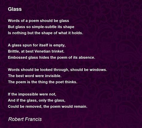 Glass Poem By Robert Francis Poem Hunter
