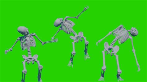 Partying Skeleton Jumping Dancing Free Greenscreen Halloween Spooky