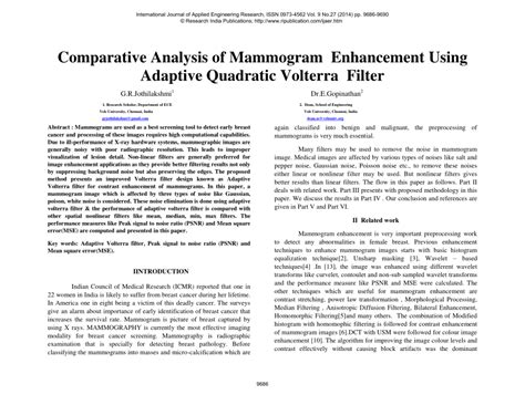 Pdf Comparative Analysis Of Mammogram Enhancement Using Adaptive Quadratic Volterra Filter