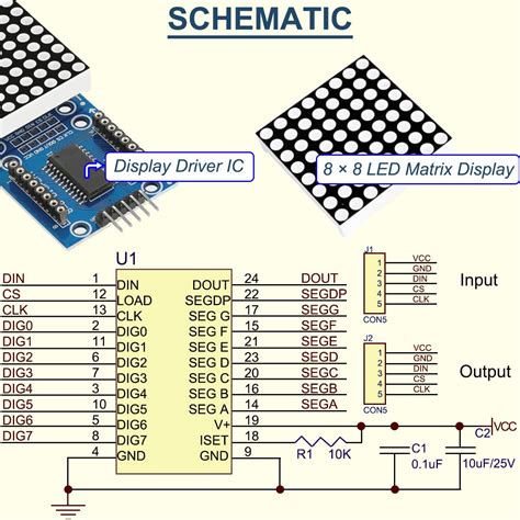 Daokai 7219 Dot Matrix Module 8 X 32 Mcu Control Driver Board Blue Led Common