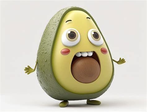 Adorable Personaje De Aguacate De Dibujos Animados En 3d Sobre Fondo