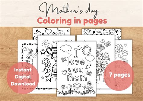 Printable Mothers Day Activity~ Coloring In Pages~ Mothers Day